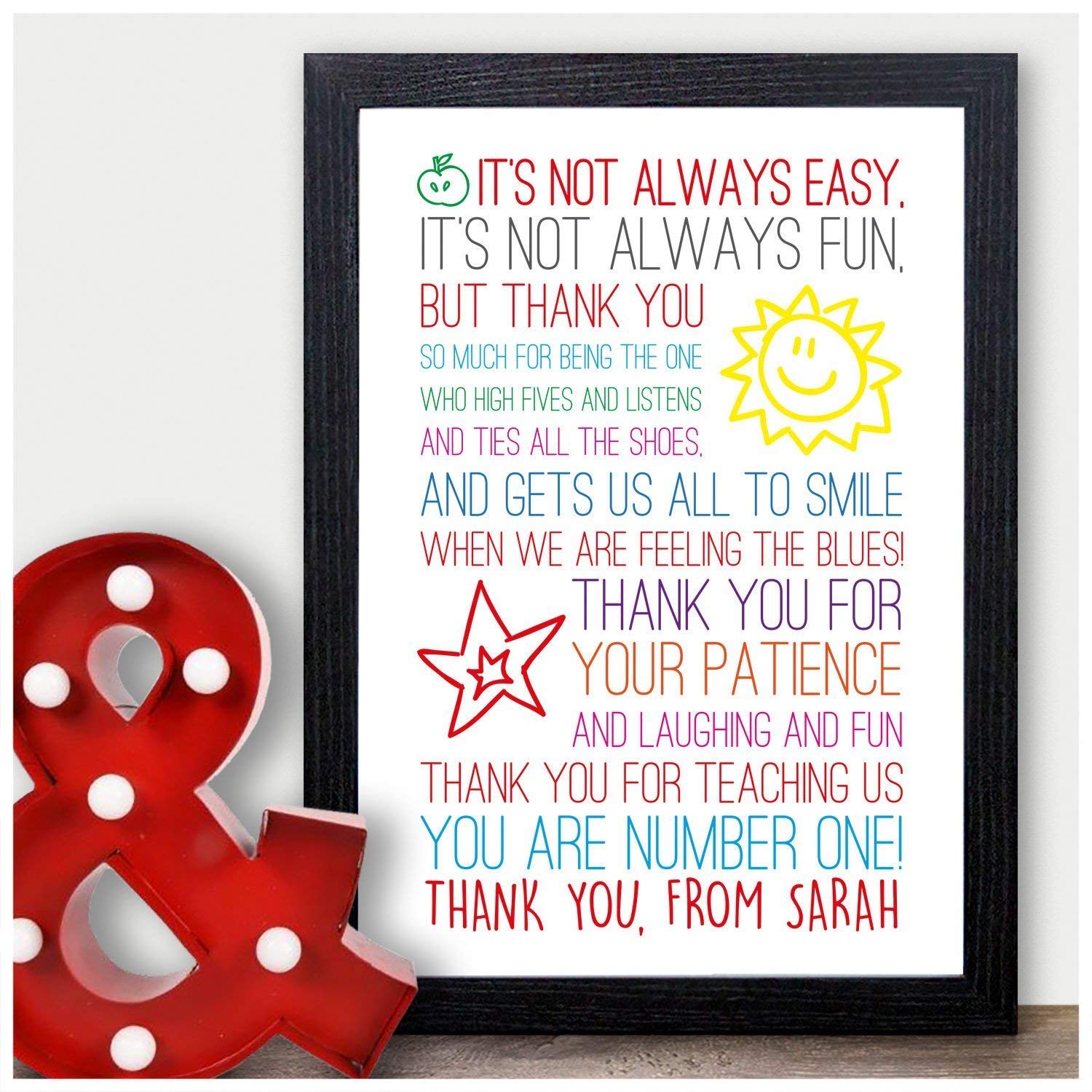 Thank You Teacher Gift Personalised Poem Gift For Teachers Best