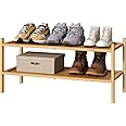 Amazon.com: kiplant Bamboo Shoe Rack, 2-Tier Shoe Rack for Entryway ...