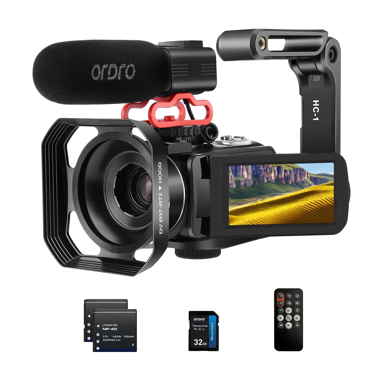 ORDRO 4K Video Camera Camcorder 10X Optical Zoom 120X Intelligent Zoom ...