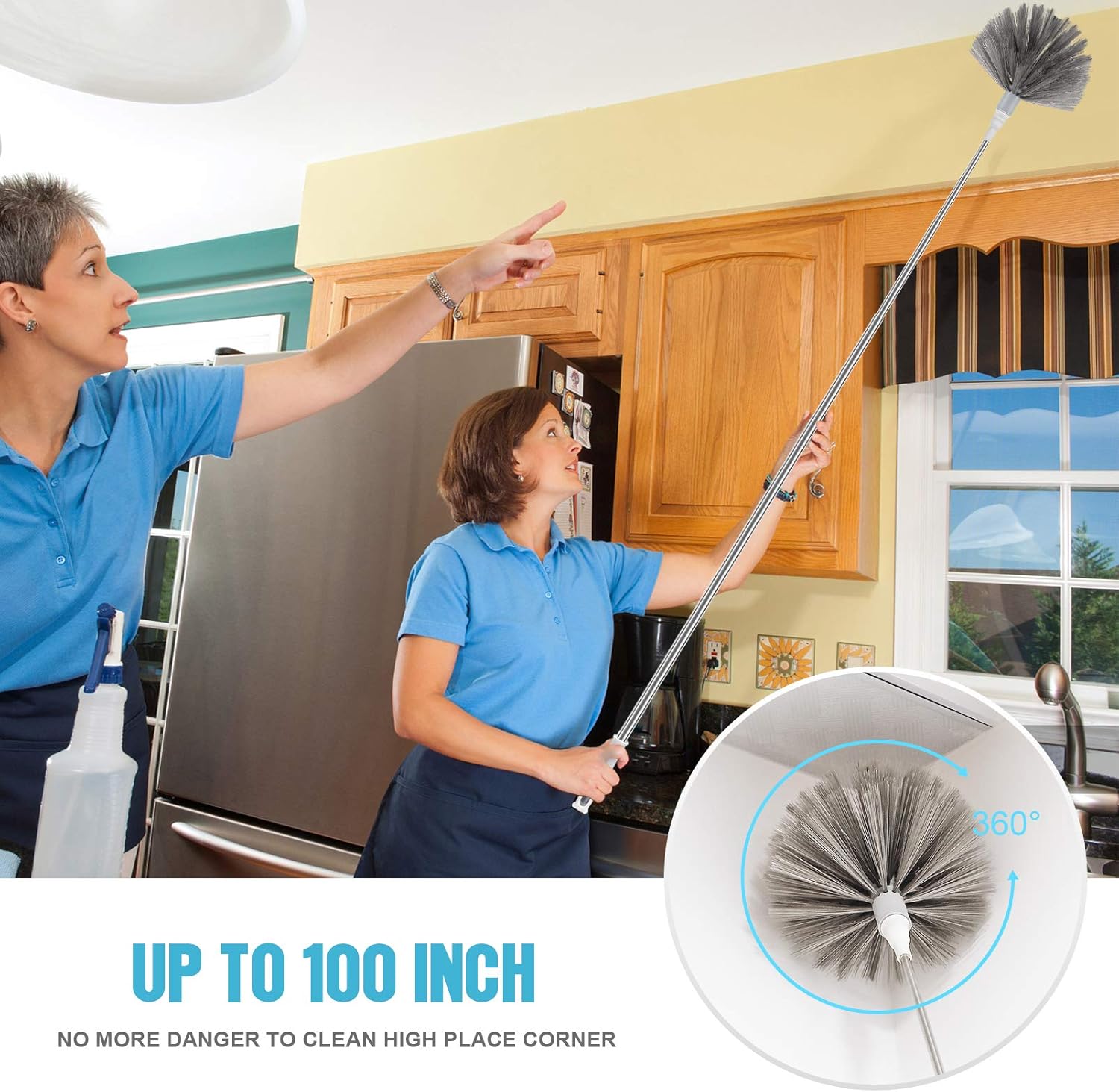 HTLY SPR Feather Duster Cobweb Duster Domed Corner Brush with ...