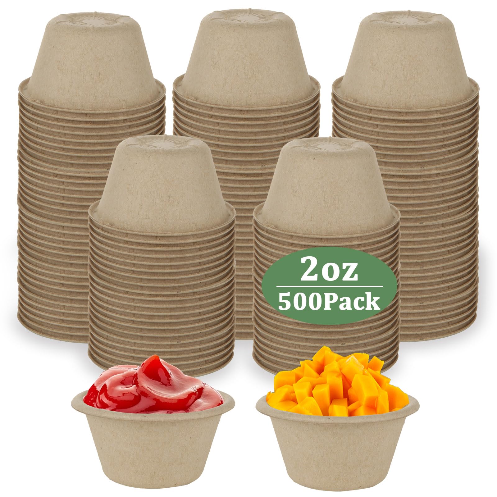 Acrux7 500 Pack 2 oz Paper Souffle Cups, Small Disposable Condiment ...