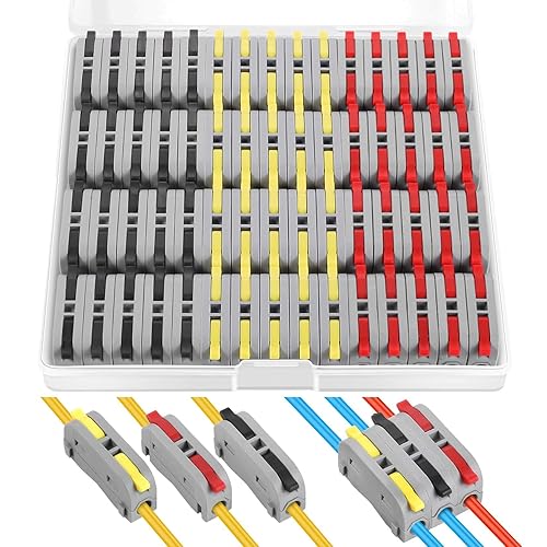 60 Pcs XHF Black, Red & Yellow Conductor Compact Connectors Lever Nuts ...