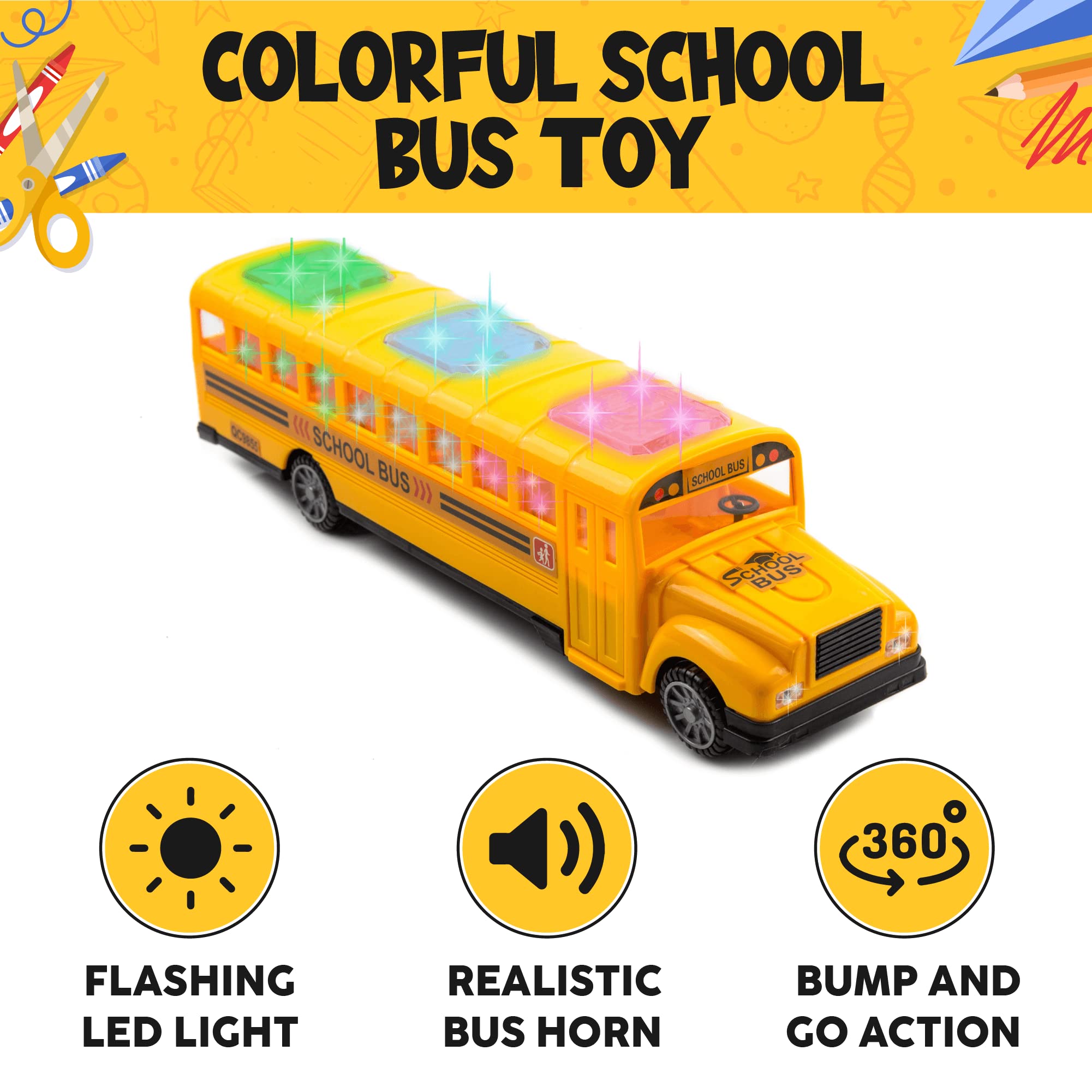 Mua Toysery Yellow School Bus with Flashing LED Lights and Bus Sounds ...