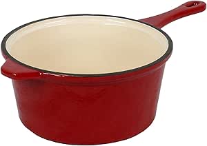 Amazon.com: Field Chef Red Enameled Cast Iron Saucepan 3-Quart, Oven ...