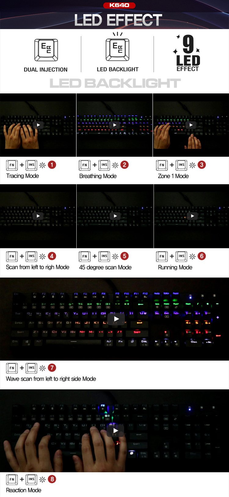Mua ABKO HACKER K640 Mechanical Keyboard Rainbow LED (Blue Axis)/Eng/Korean Version/Eng/Kor ver ...