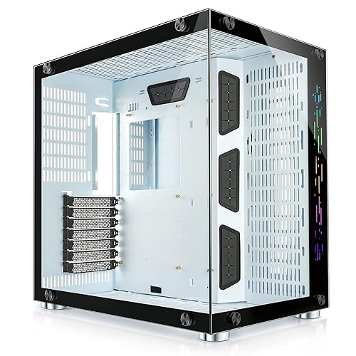 GIM ATX Mid-Tower White Gaming PC Case 2 Tempered Glass Panels & Front ...