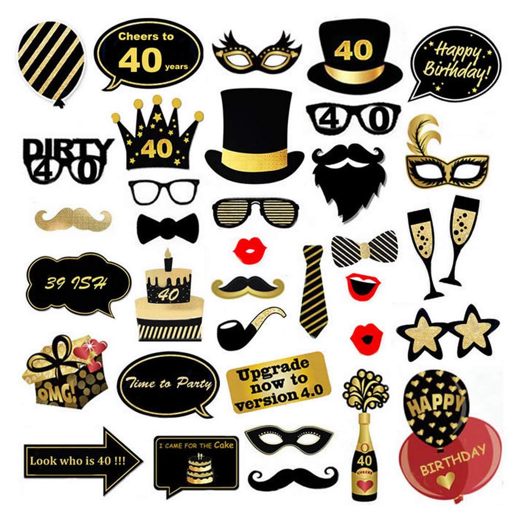 Buy Nuoshen 40th Birthday Photo Booth Props Black And Gold 40th buy-nuoshen-40th-birthday-photo-booth-props-black-and-gold-40th