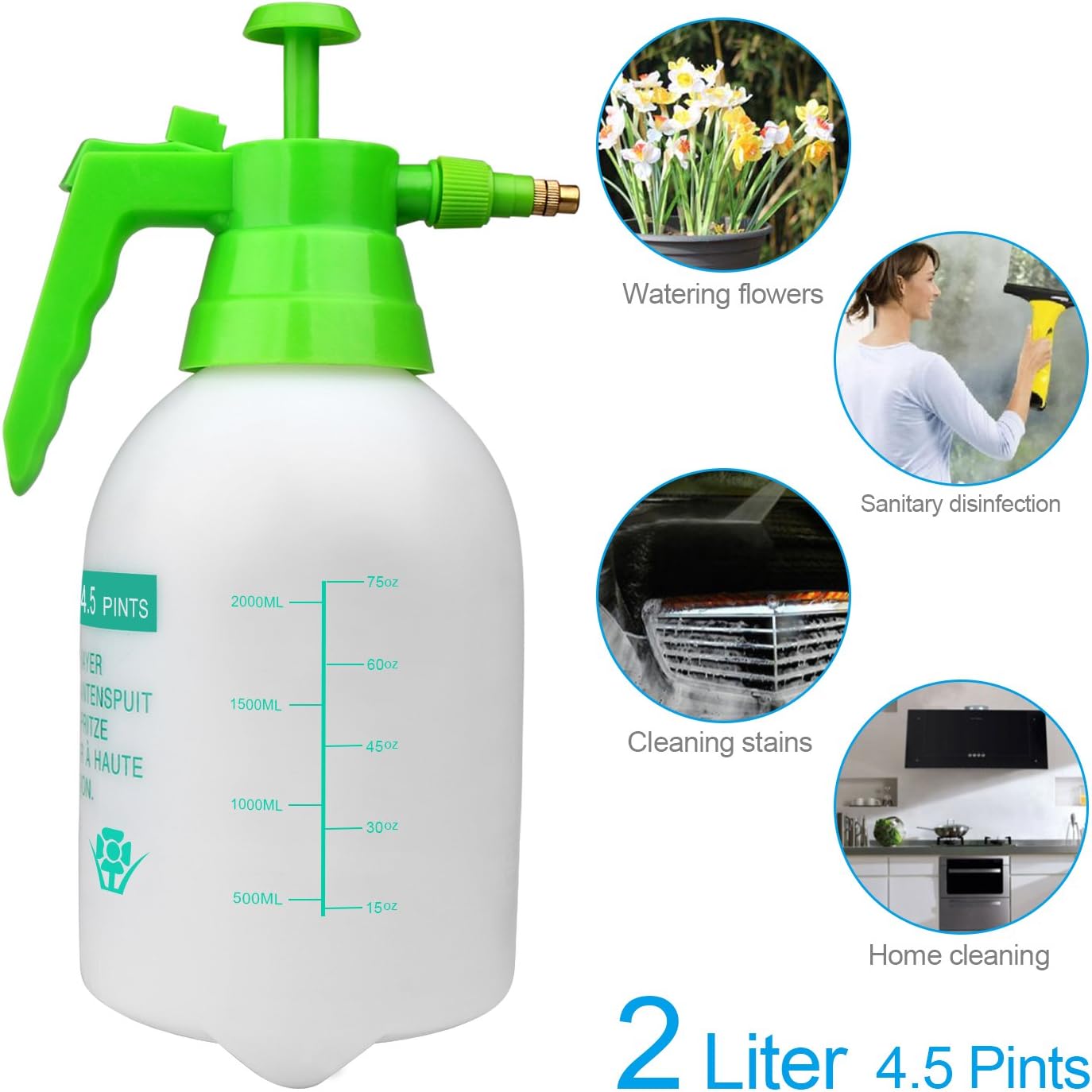 VOXON 2L Pump Action Pressure Sprayer with Pressure Release Valve ...