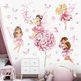 Amazon.com: decalmile Fairy Girl with Flower Wall Decals Large Pink ...