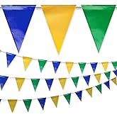 Amazon.com : NACARUM Blue & Yellow Pennant Banner Flags | Heavy-Duty ...