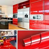 Livelynine Red Contact Paper Peel and Stick Roll Self Adhesive Vinyl ...