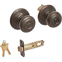 Schlage F80-GEO Georgian Storeroom Door Knob Set, Aged Bronze ...