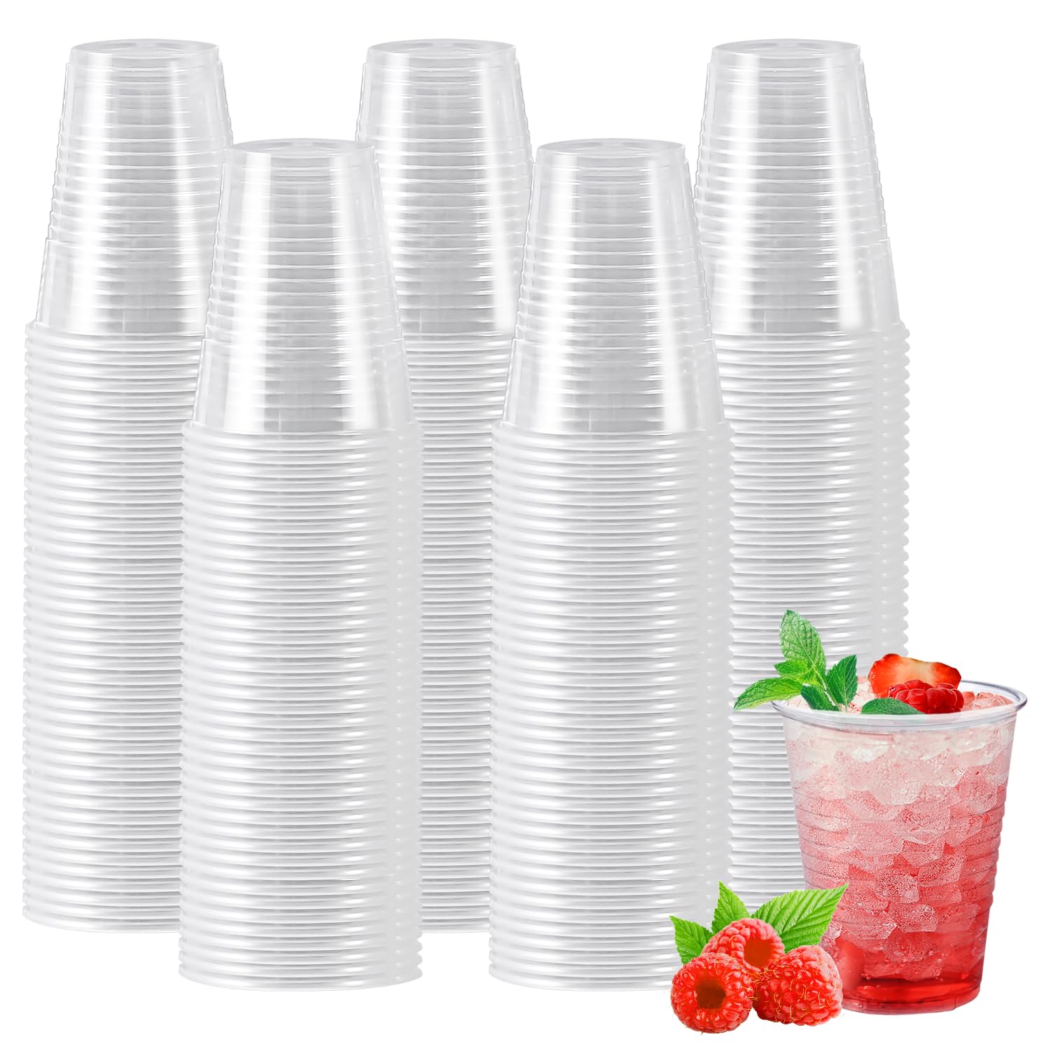 Clawsoff Plastic Cups 7 oz 500 Pack, Clear Cups Disposable Plastic Cups ...