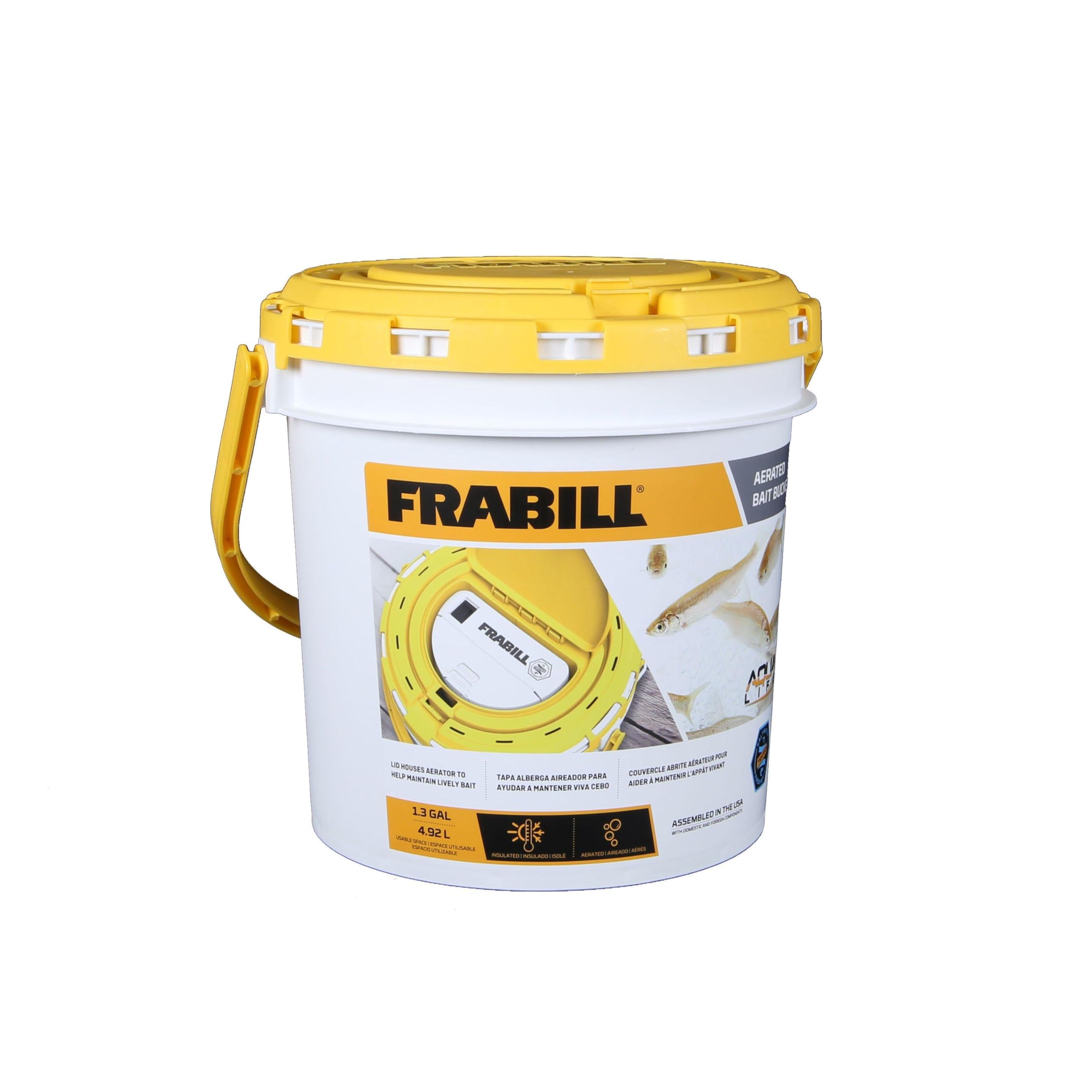 Frabill 4825 Insulated Bait Bucket with Built in Aerator , White and ...