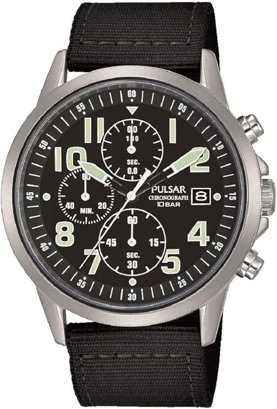 Pulsar Mens Military Watch with Black Nylon Strap PM3175X1: Amazon.co ...