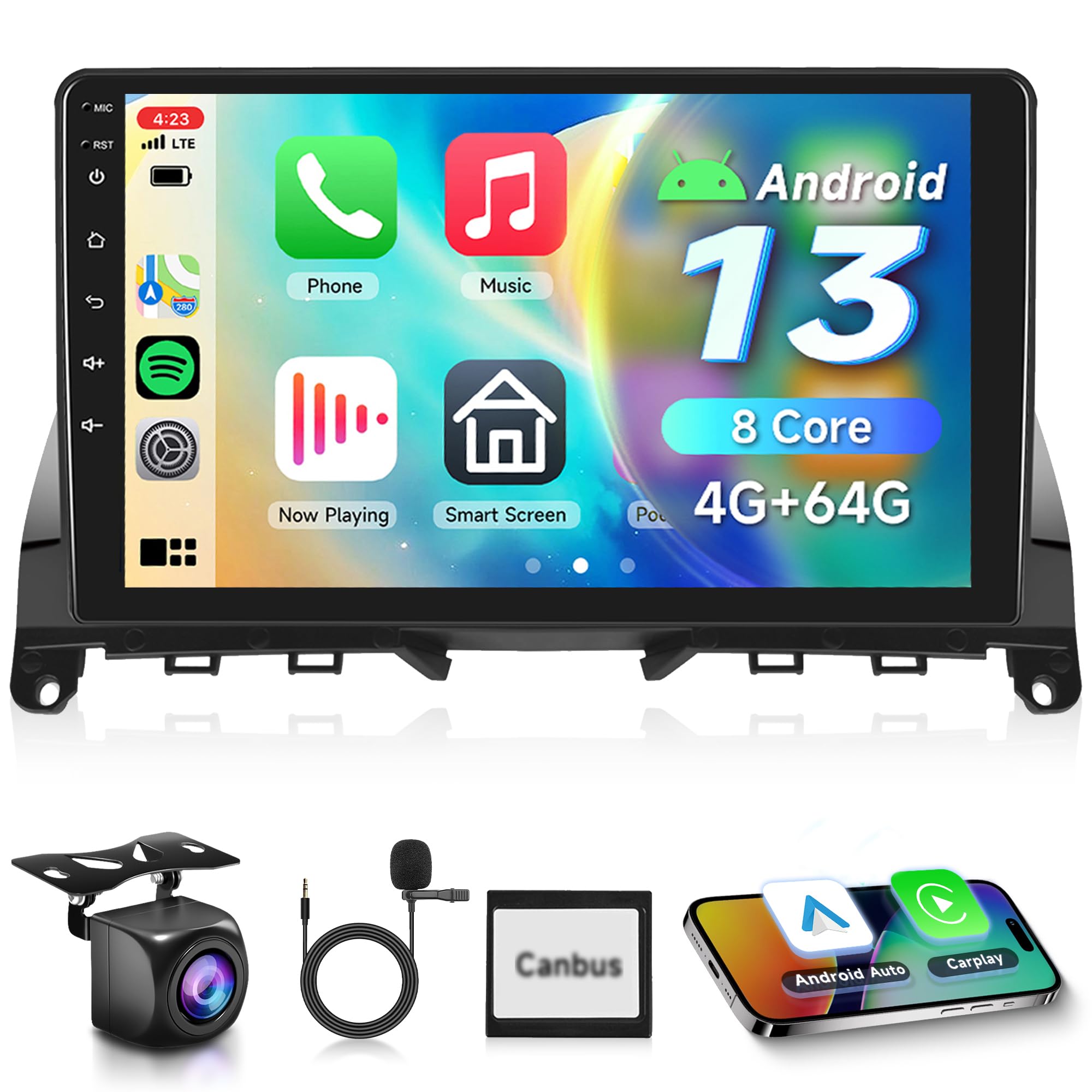 8 Core 4G+64G Android 13 Car Radio Stereo Wireless Carplay Android auto for Mercedes Benz C ...