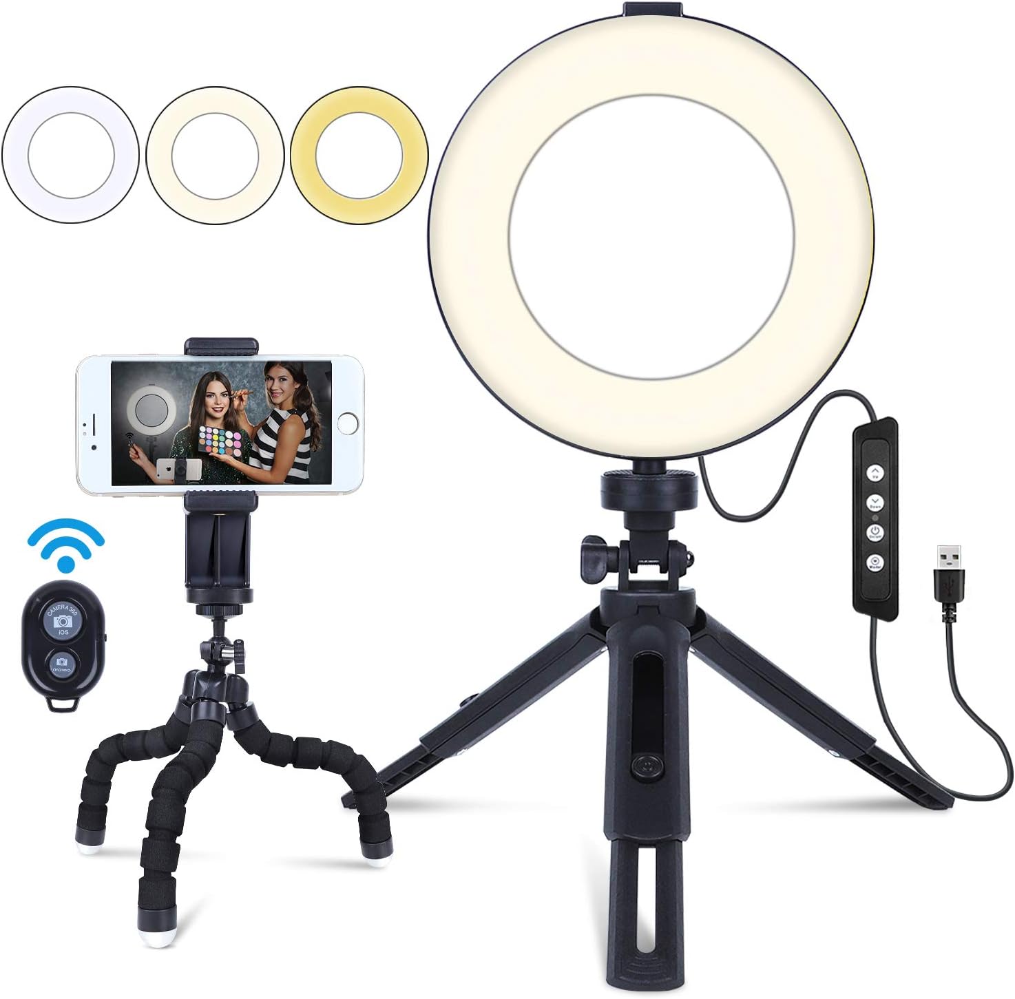 Luce ad Anello MACTREM 6” Ring Light LED Dimmerabile con treppiede e ...