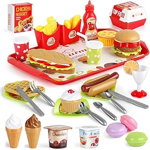 Amazon.com: LiDi RC Fast Food Set 59 PCS Kitchen Toy Set for Pretend ...