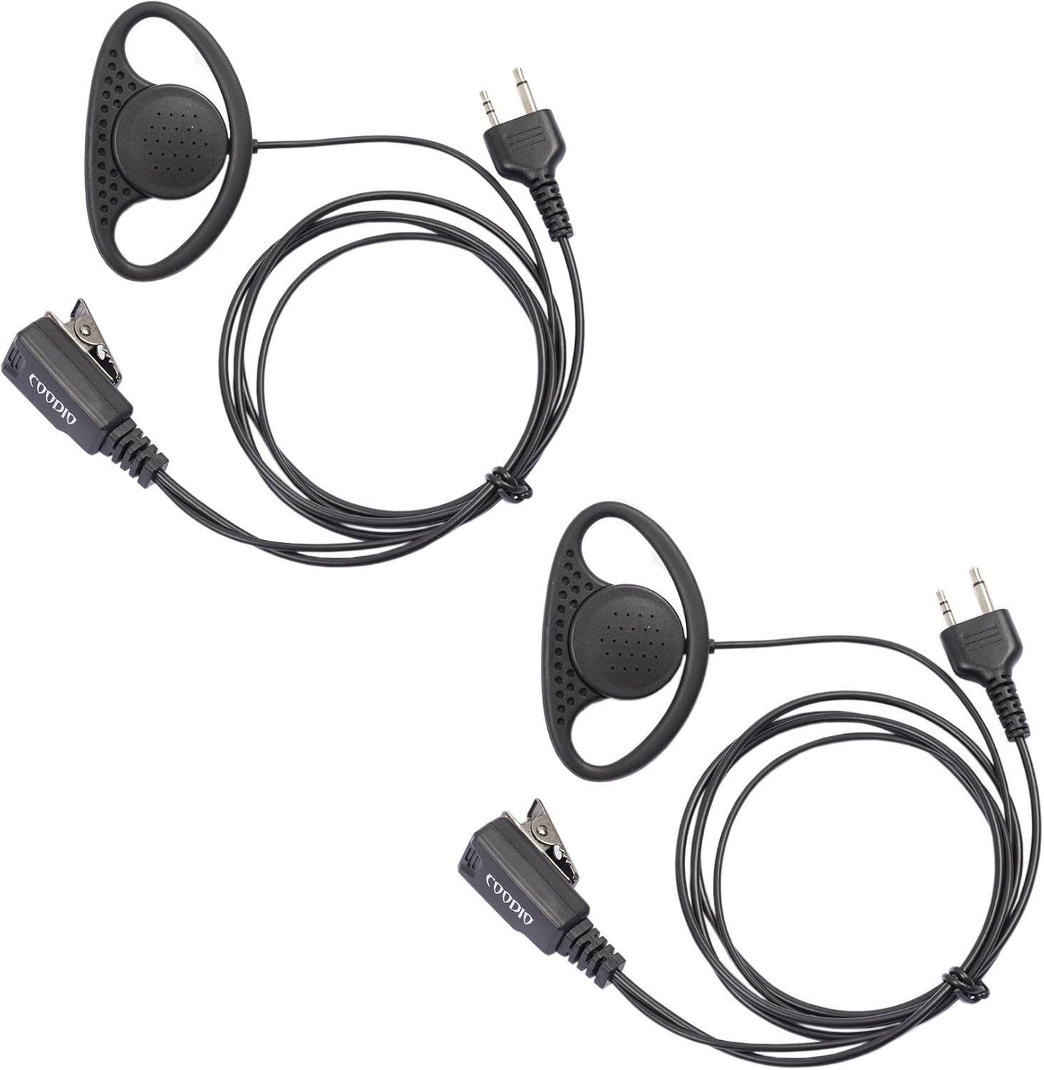 COODIO 2 x Auriculares 2 Pin Forma D Micro-Auricular Micrófono Policía ...