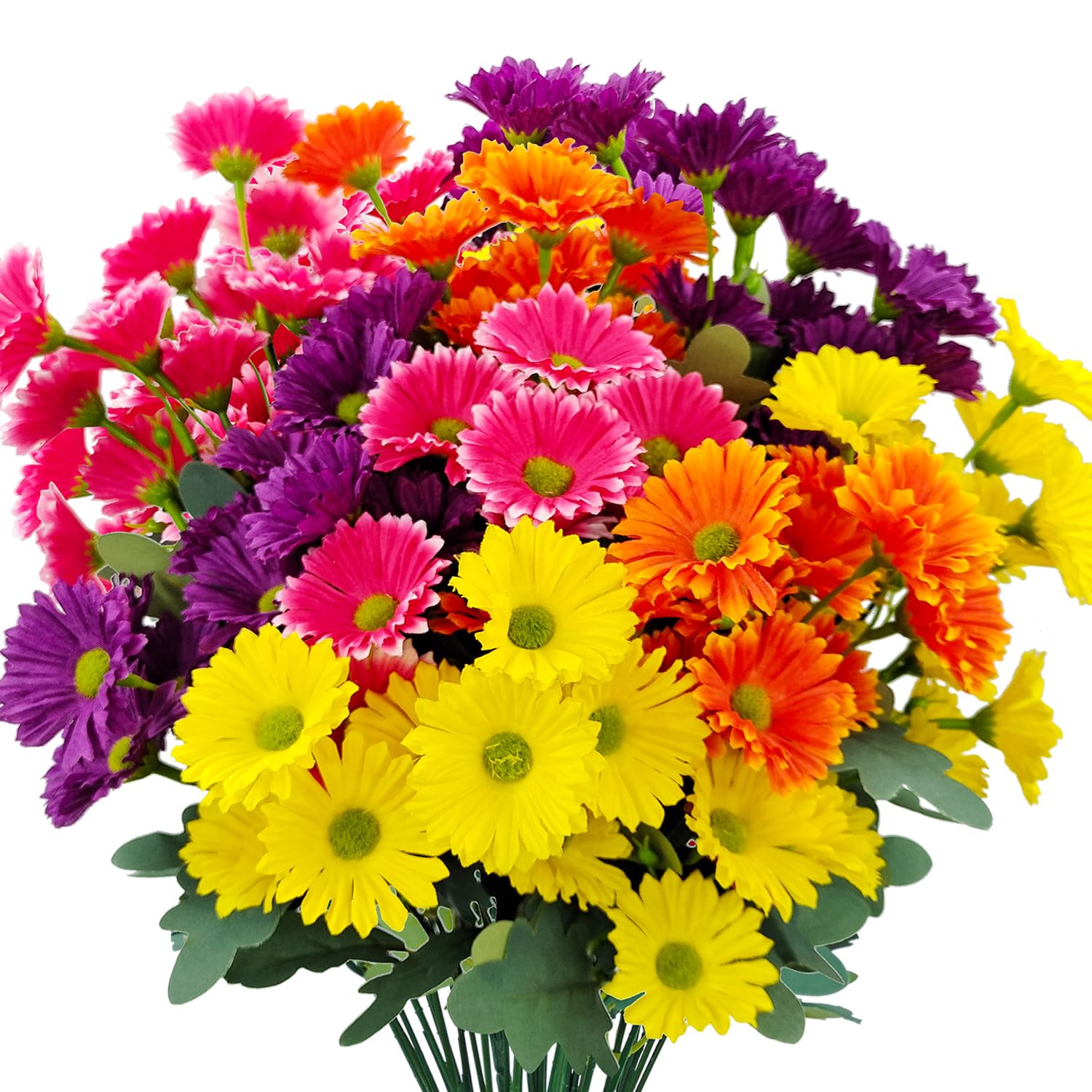 Mutcolor 8 Bundles Artificial Silk Gerbera Daisy Flowers Fake Outdoor ...