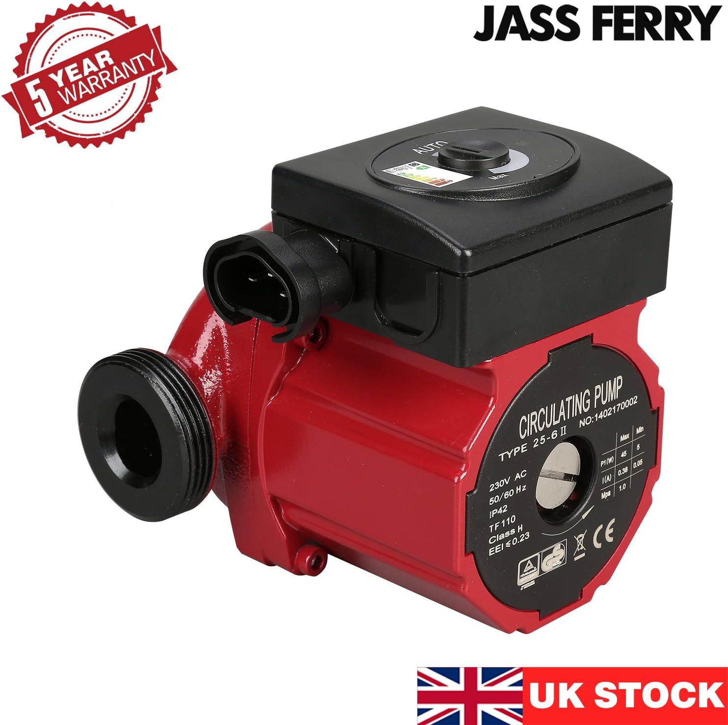 JASS Ferry A-Rated Central Heating Circulator Pump Energy-Saving High ...
