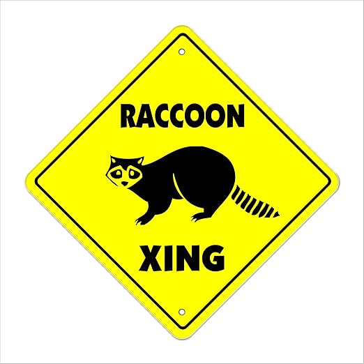 Amazon.com: Raccoon Crossing Sign Zone Xing | Indoor/Outdoor | 12" Tall ...