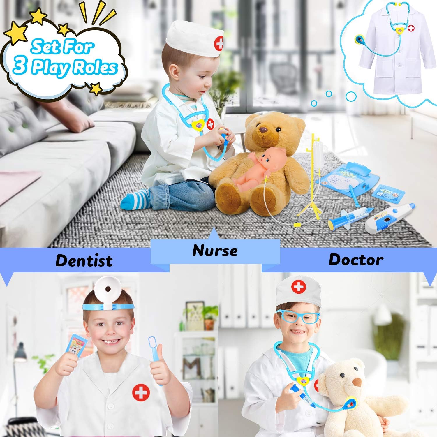 Fivejoy Doctors Kit, Doctor Play Set For Kids – Doctor Pretend Role ...