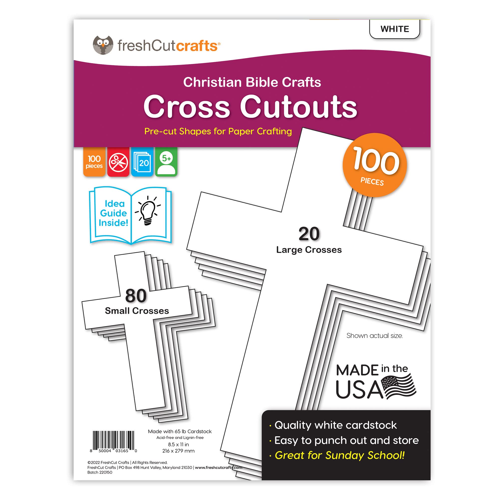 Mua 100 Pieces White Cross Cutouts with IDEA Guide, 2-Sided US Made ...
