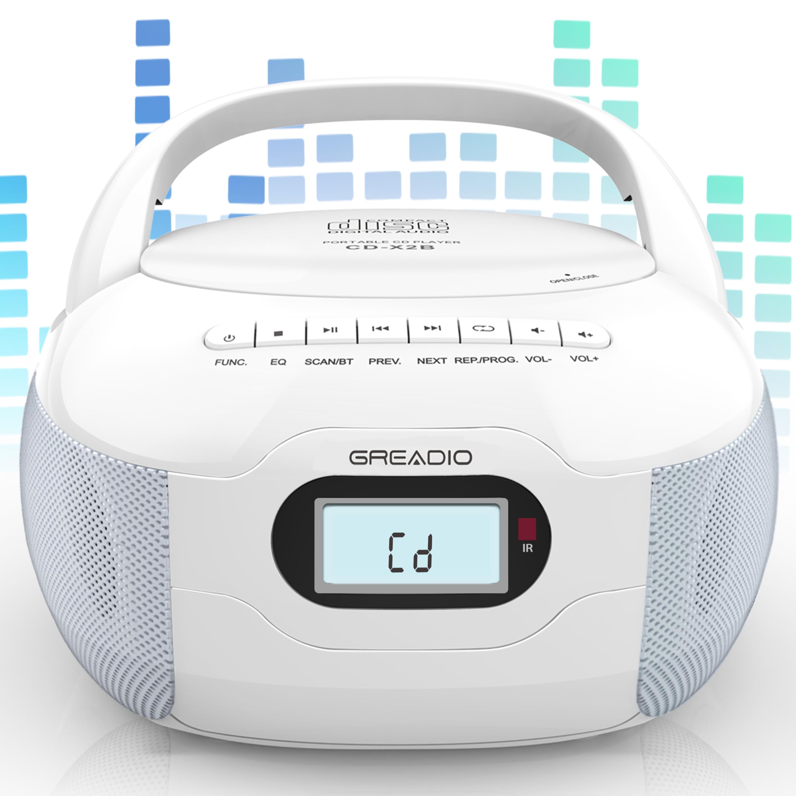 Greadio Boombox CD Player, Portable FM Radio CD Player with Bluetooth 5 ...