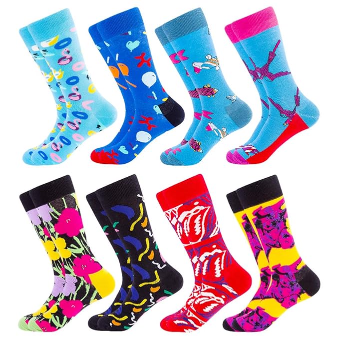 Men's Fun Dress Socks Colorful Funky Fancy Novelty Funny Casual Socks ...