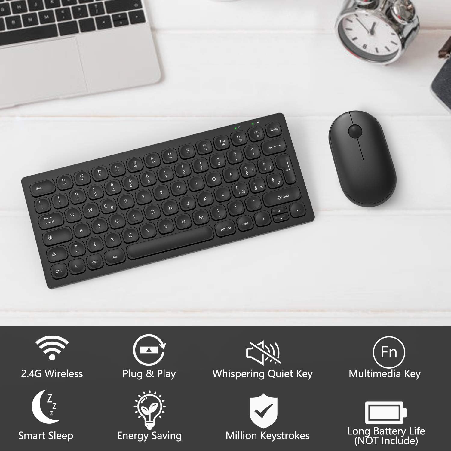 TedGem Wireless Keyboard and Mouse, 2.4 G Keyboard and Mouse with USB ...