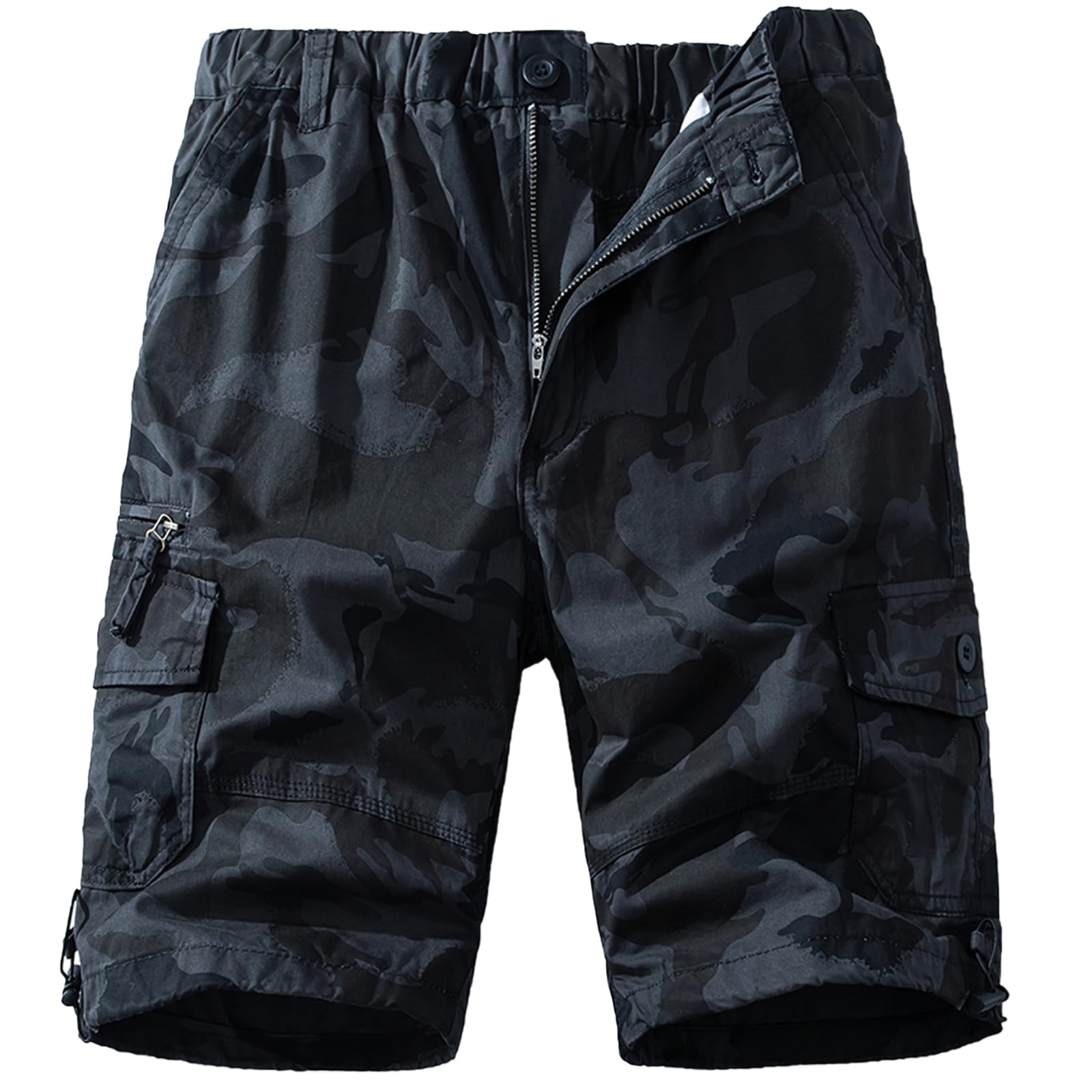 Mylldey Mens Cargo Shorts Elastic Waist Cotton Shorts Relaxed Fit ...