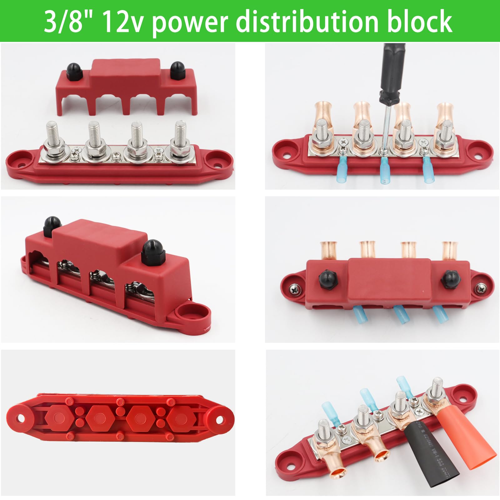 Mua 250A 12V BusBar 3/8" Power Distribution Block 4 Studs Junction Block Automotive Marine ...