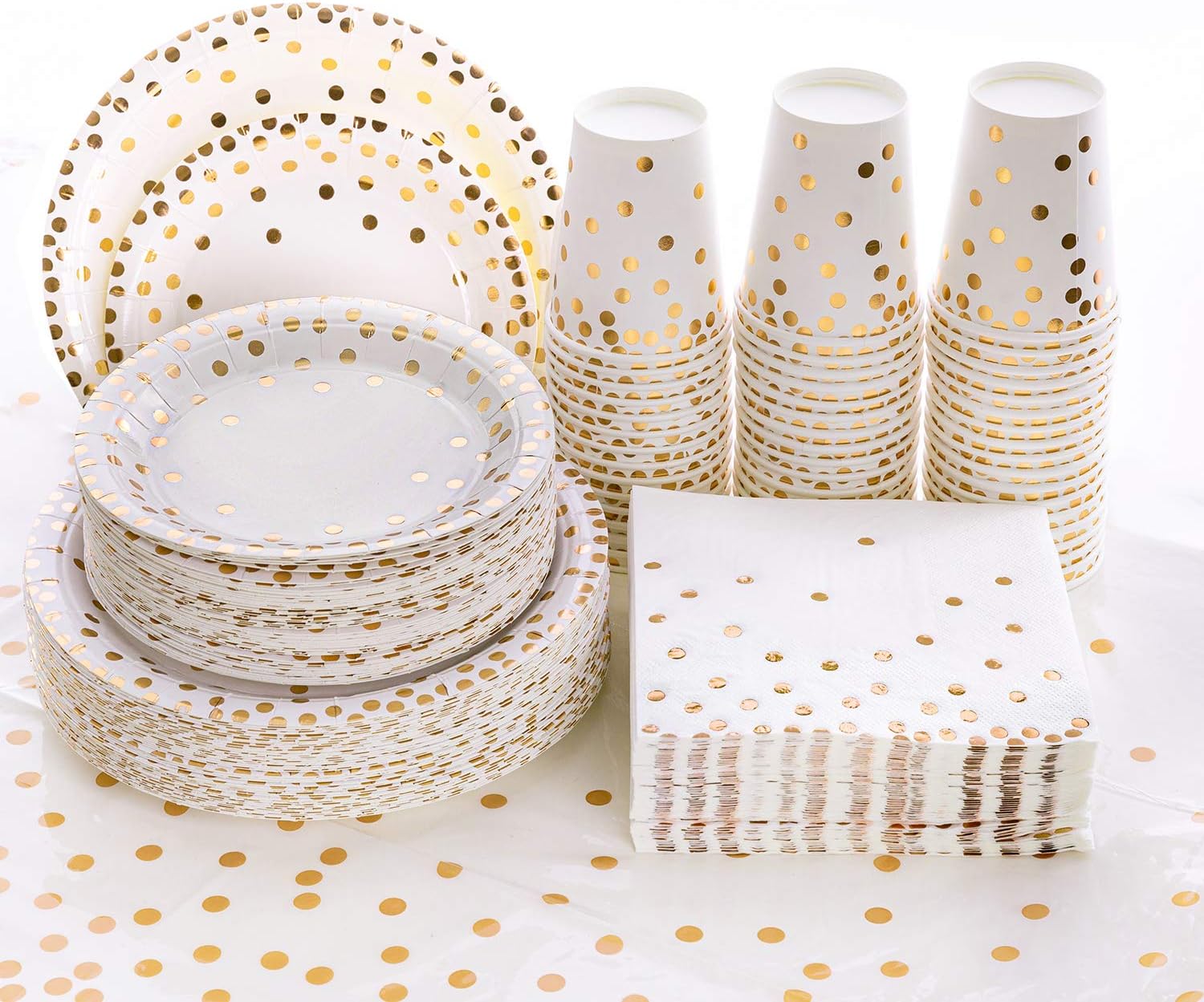 201PCS Polka Gold Dots Party Supplies Party Tableware 50 Guests 201pcs-polka-gold-dots-party-supplies-party-tableware-50-guests