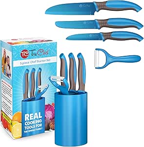 Amazon.com: Kids Knife Set For Cooking – 5 Piece Kids Cook Set in Blue ...