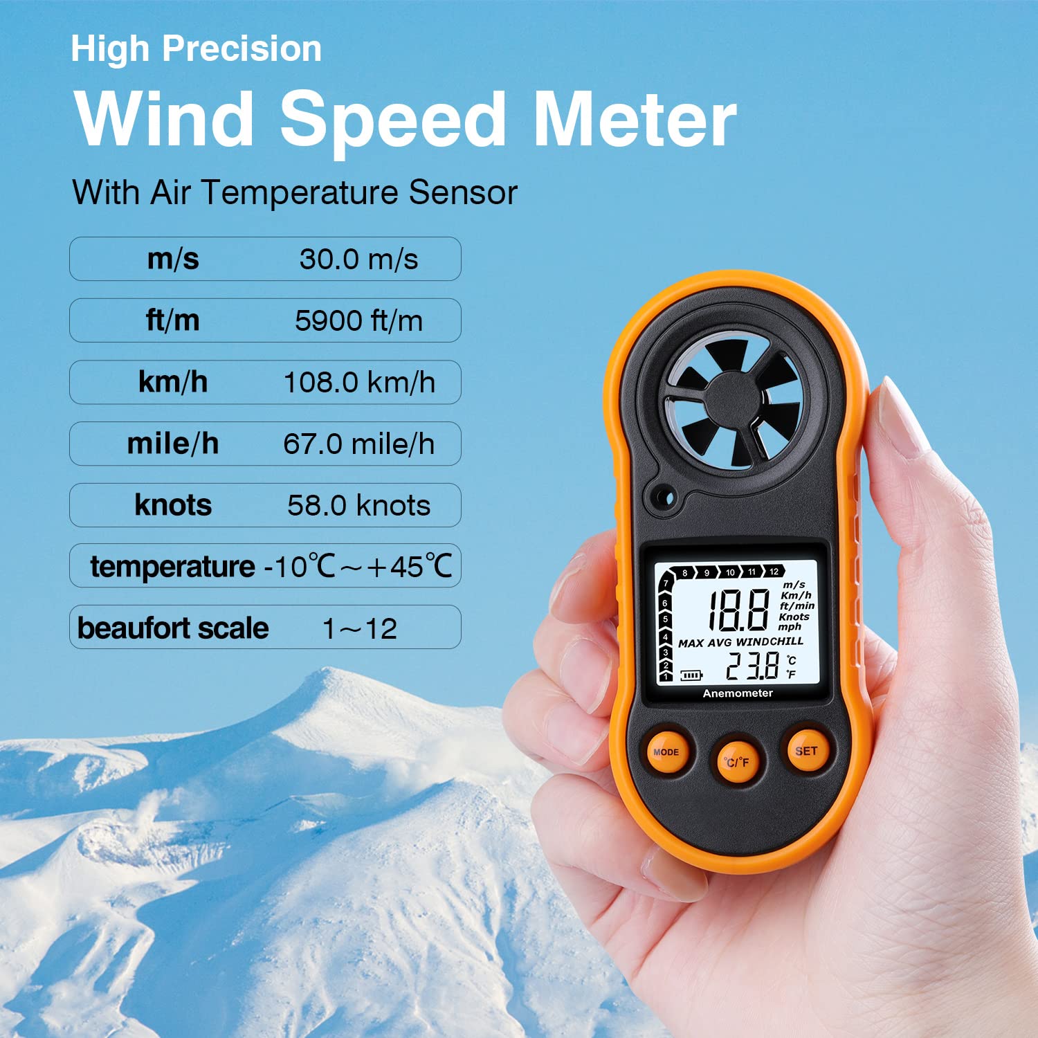 Mua Digital Anemometer, LEERCHUANG Air Flow Meter with Backlight LCD ...