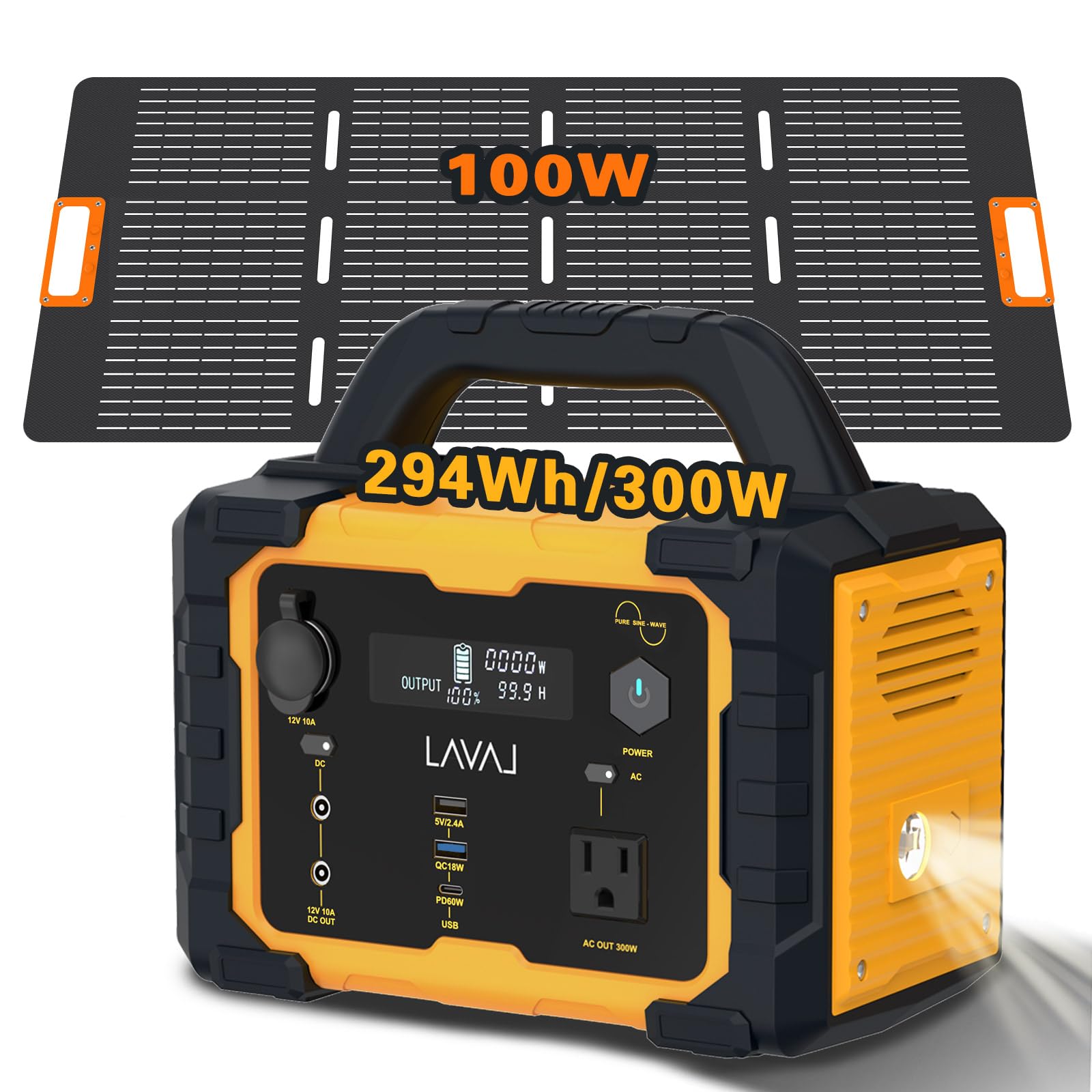 Solar Generator 300W Portable Power Station With 100W Foldable Solar ...