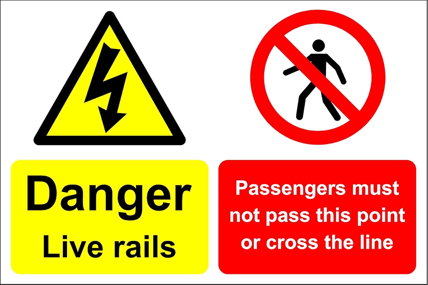 Danger live rails passengers must not pass this point or cross the line ...