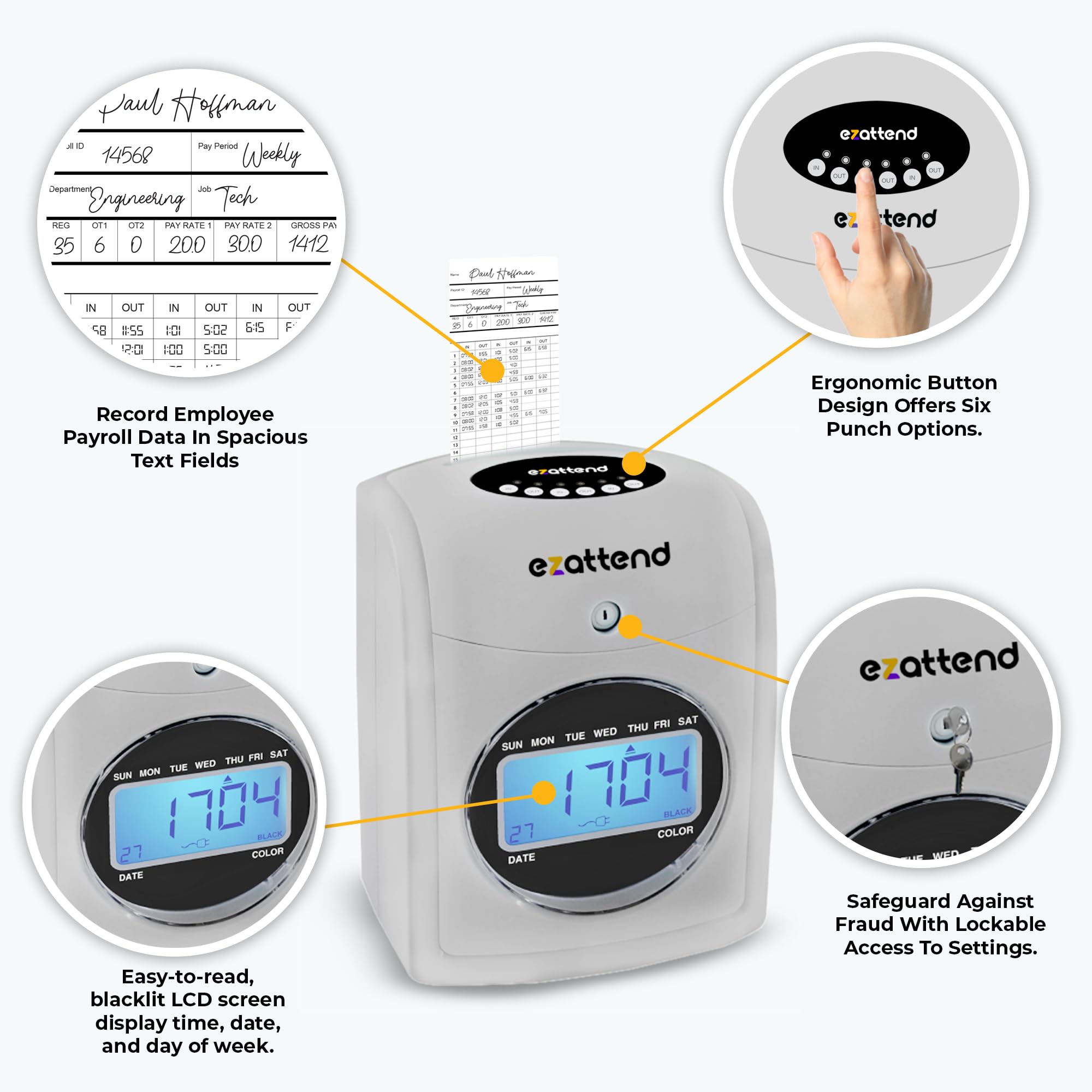 Mua Time Clock for Employees and Small Businesses Clock in and Out Time ...