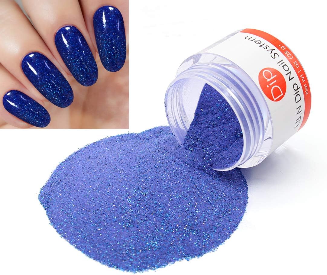 Polvo de inmersión con purpurina azul delicado, 28 g, de larga duración ...