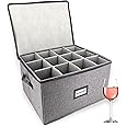 Amazon.com: HOMELUX THEORY Wine Glass Storage Box with Dividers, Hard ...