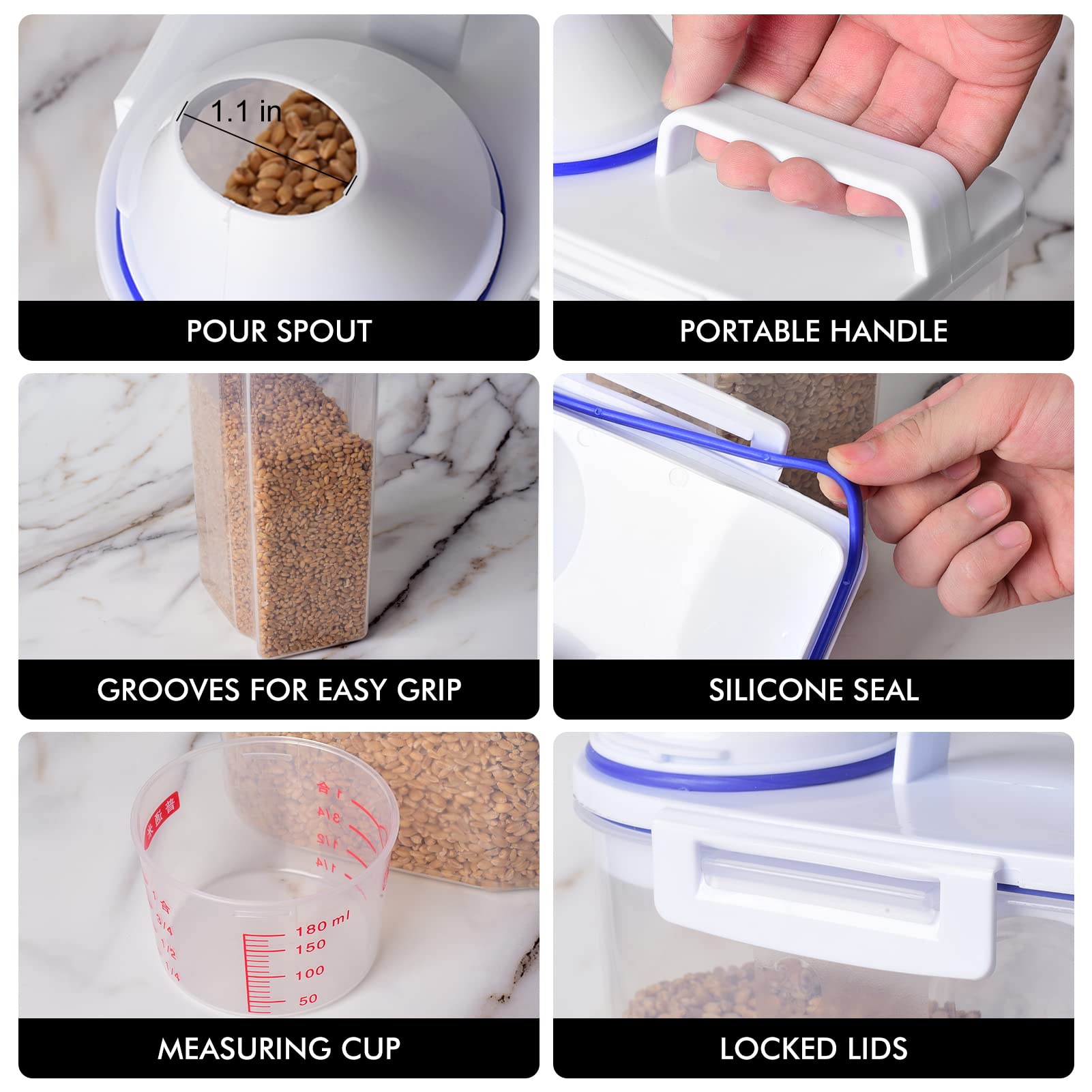 Mua Hodebe Rice Storage Bin Cereal Containers Dispenser with BPA Free ...