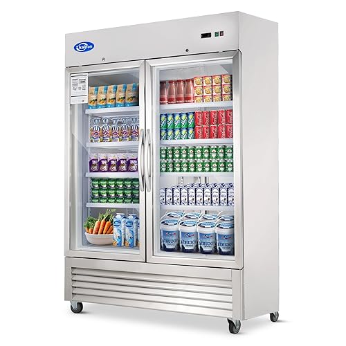 kalifon Commercial Glass 2 Door Display Refrigerator 49 Cu.Ft Beverage ...