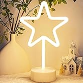 Amazon.com : ENUOLI Warm White Star Shaped LED Neon Light Lamp with ...