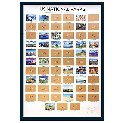 National Parks Scratch Off Map -National Parks Map w/ 63 Scratch Off ...