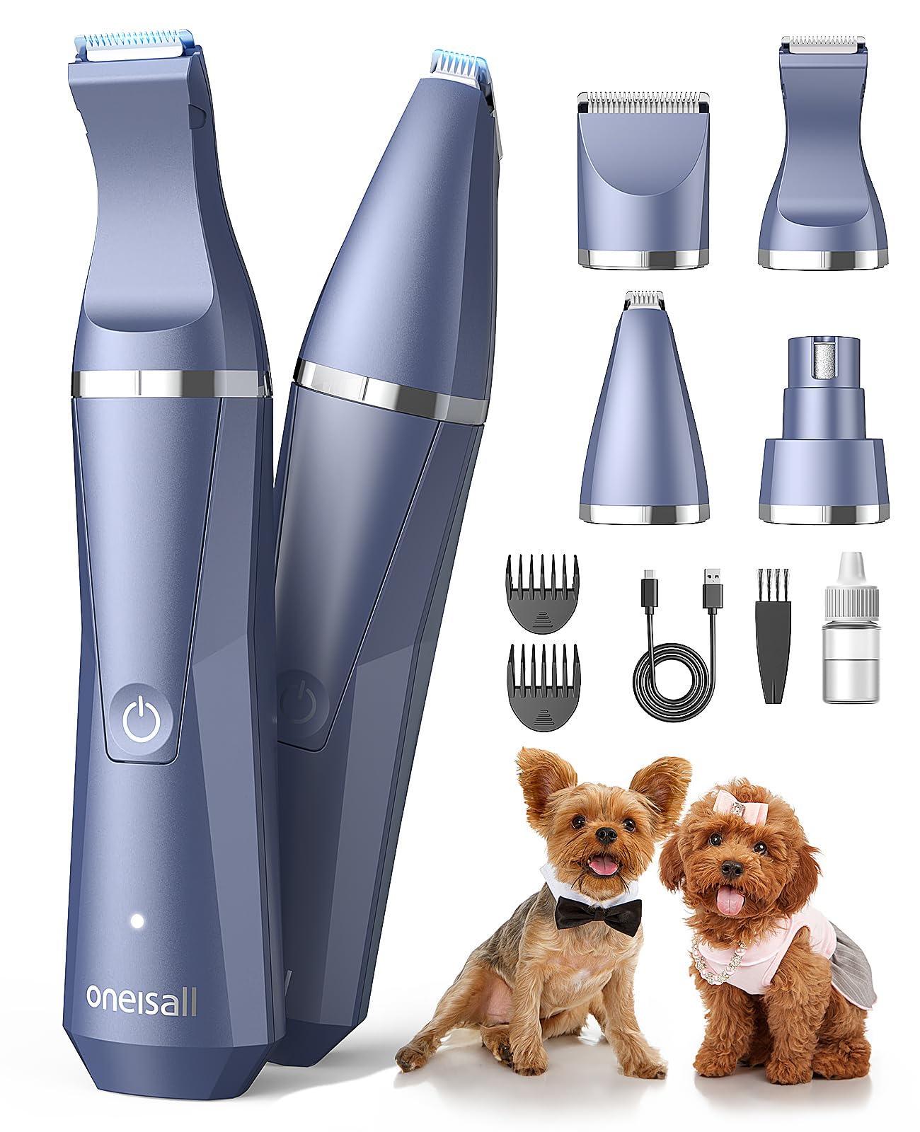 oneisall Small Dog Clippers Grooming Kit, 4 in 1 Quiet Cordless Dog Paw ...