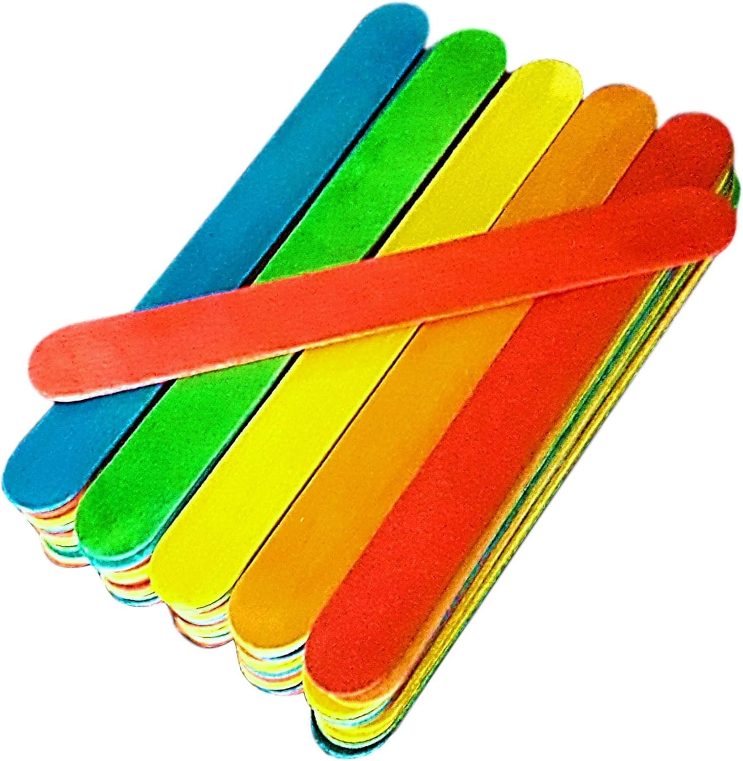 50 Jumbo Wooden Craft Lollipop Sticks Colours Mixed 150mm x 19mm ...