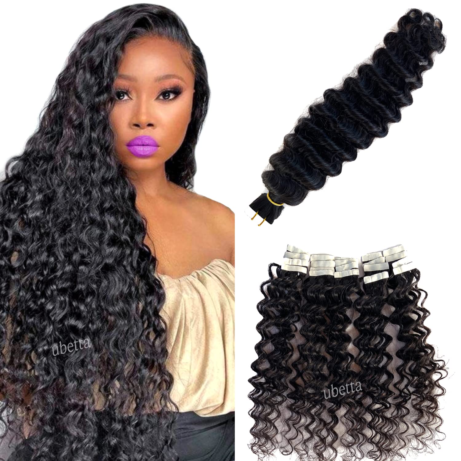 Tape in Hair Extensions Human Hair for Black Women, Real Human Hair ...