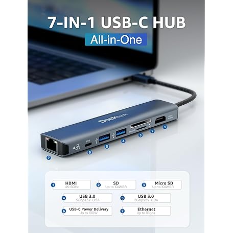 Mua USB C Hub Dockteck 7-in-1 Dock DD0003 USB C Adapter, Ethernet LAN ...