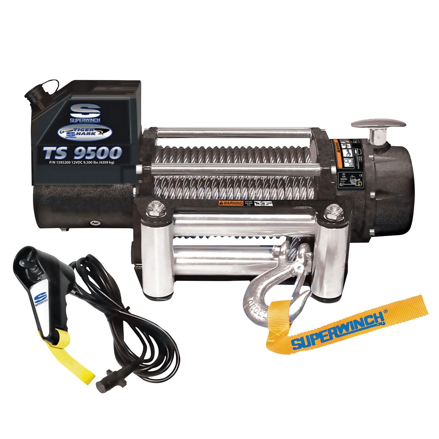 Superwinch 1595200 Tiger Shark 9500 12V DC Winch 9,500lb(4,309kg ...